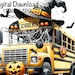 Halloween School Bus PNG Spooky School Bus Driver Vehicle Bus Clipart ...