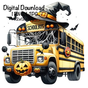 Halloween School Bus PNG Spooky School Bus Driver Vehicle Bus Clipart ...