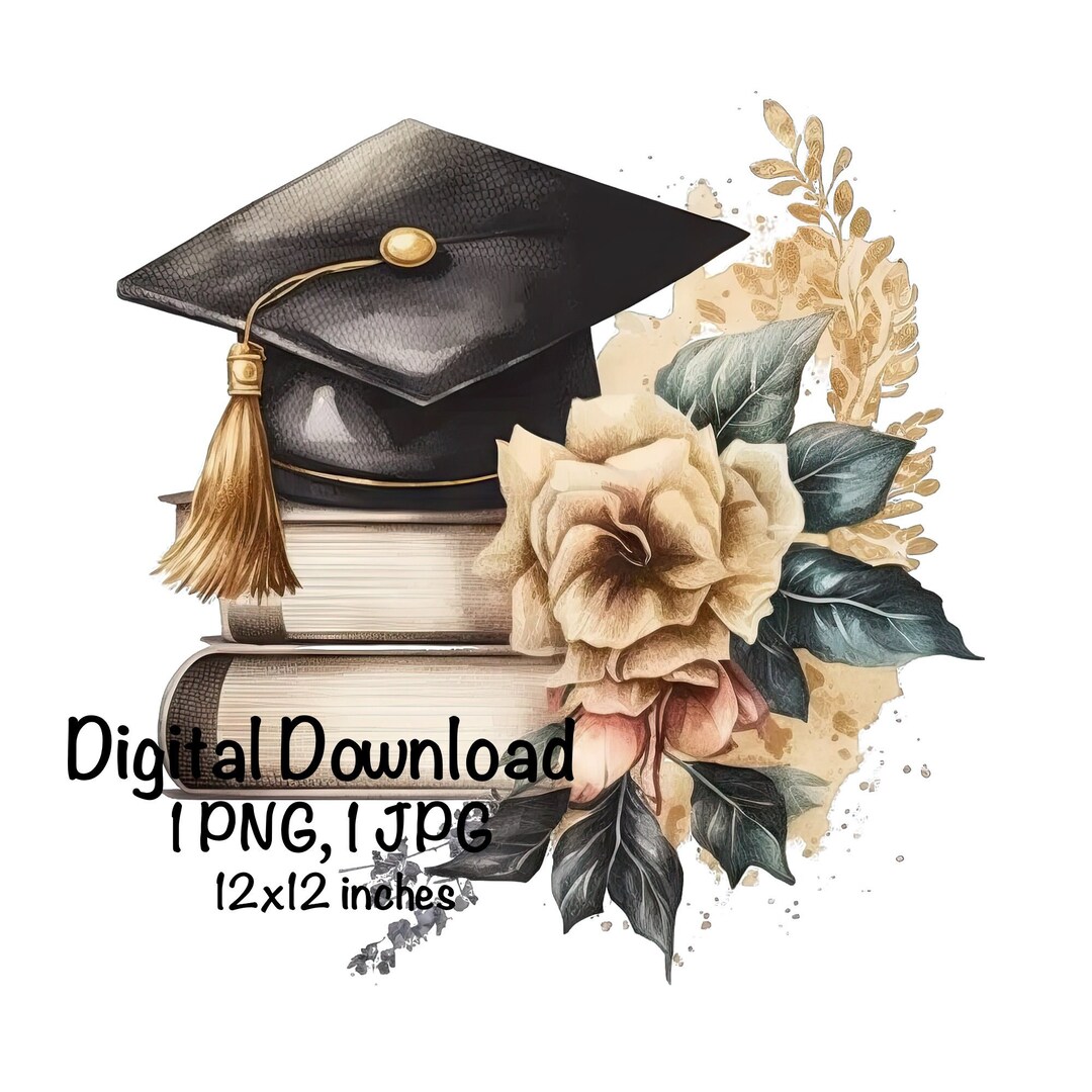 Gold Graduation Cap Watercolor College High School Graduation Clipart ...