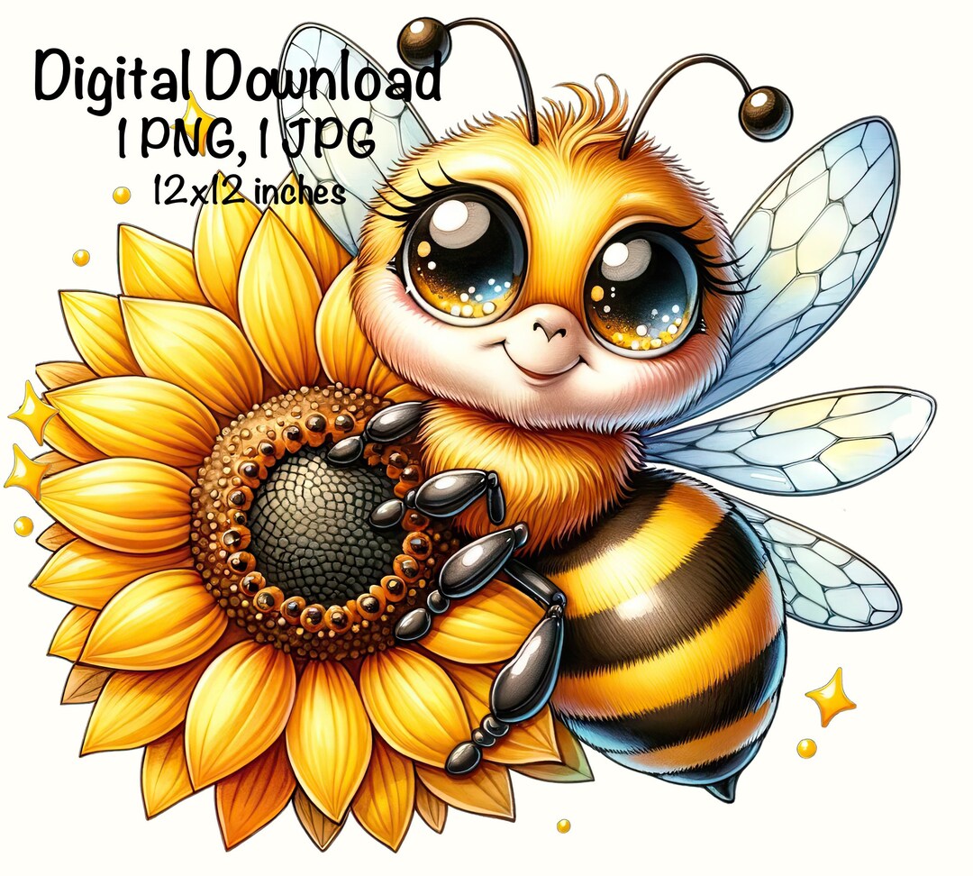 Honeybee, Cute Bee Clipart, Honey Bee Animals Bee PNG, Bee Sunflower ...