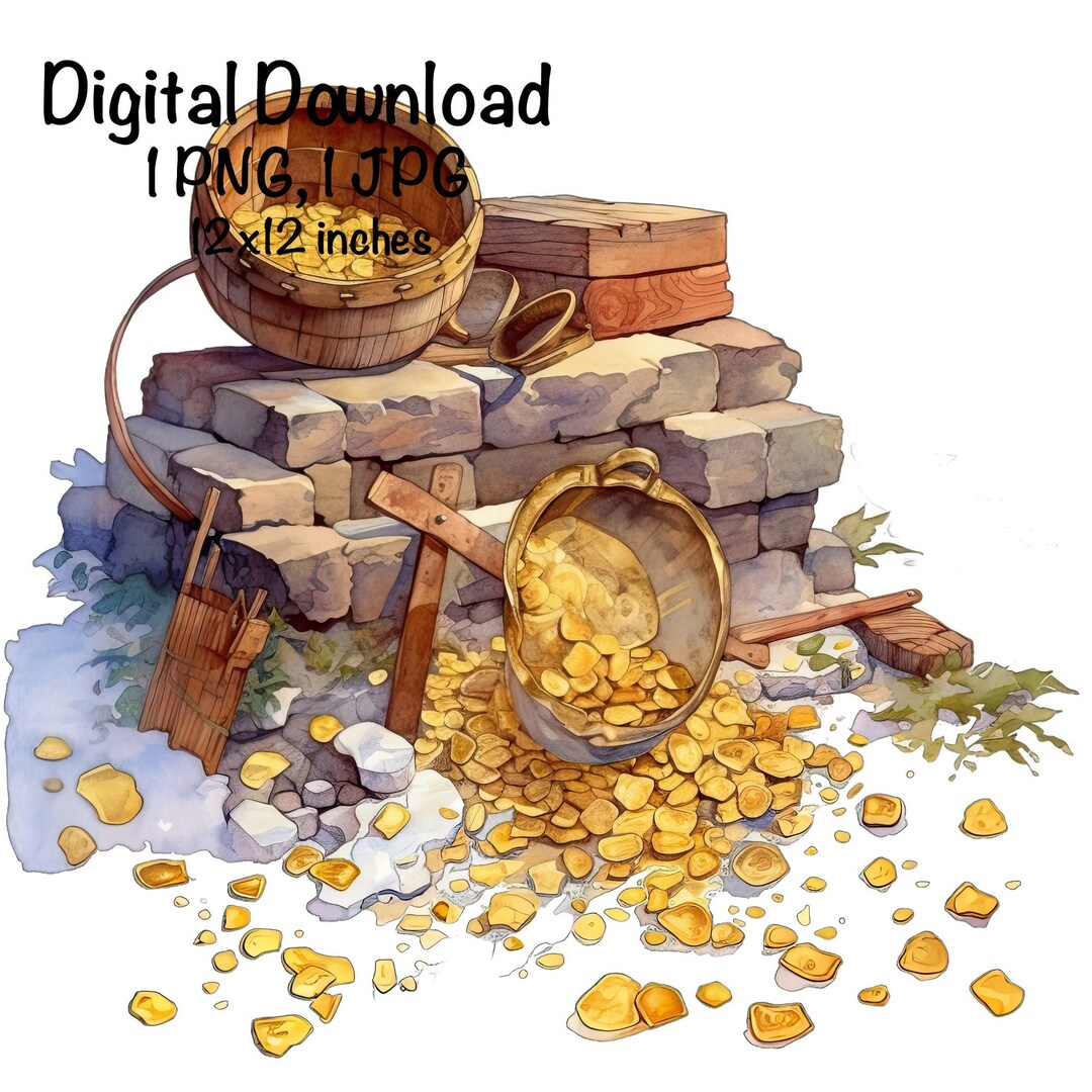 Gold Panning PNG Gold Mining Clipart Outdoor Gold Panning Watercolor ...