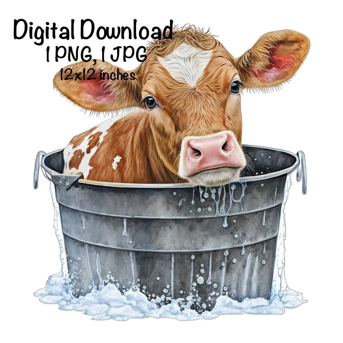 Dairy Cow Watercolor Clipart Cute Milk Cow in a Bucket Baby - Etsy