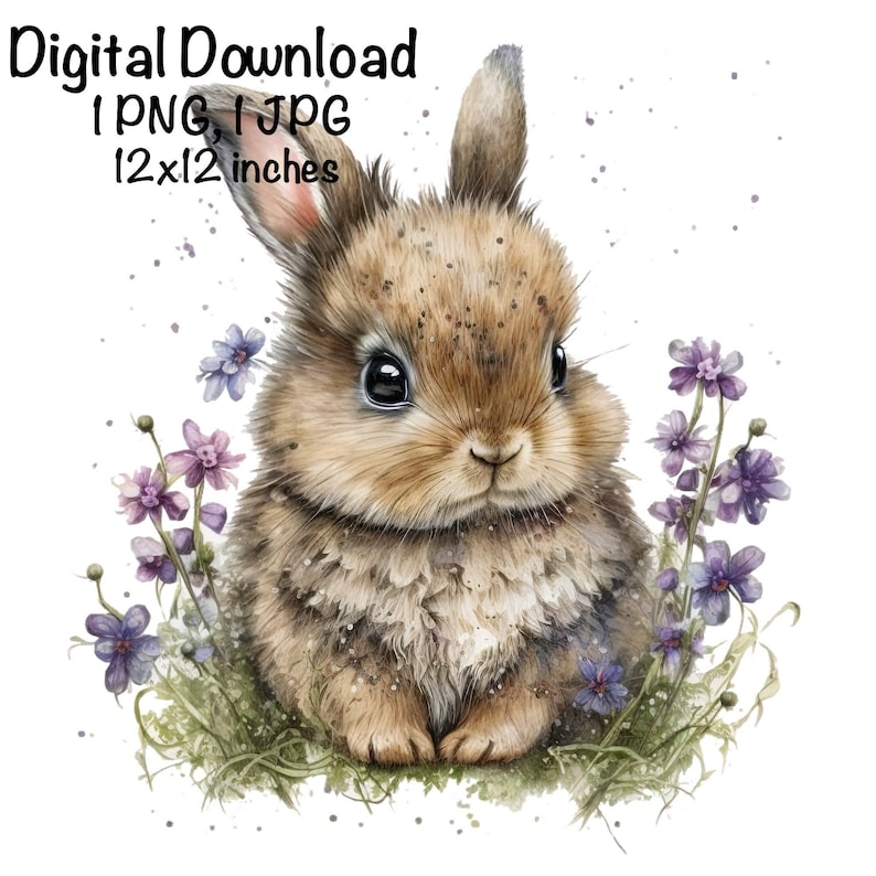Cute Bunny Watercolor Clipart White Bunny Spring Daisy Flowers - Etsy