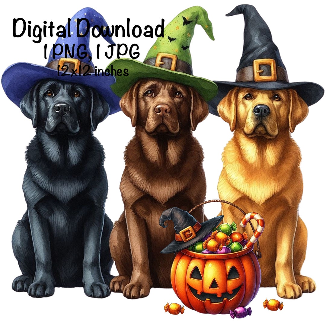 Halloween Labrador Retriever Lab Dogs Pumpkin Candy Bucket PNG ...