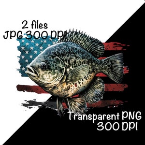 Crappie Fish USA Flag Watercolor American Fishing Clipart American Fish ...