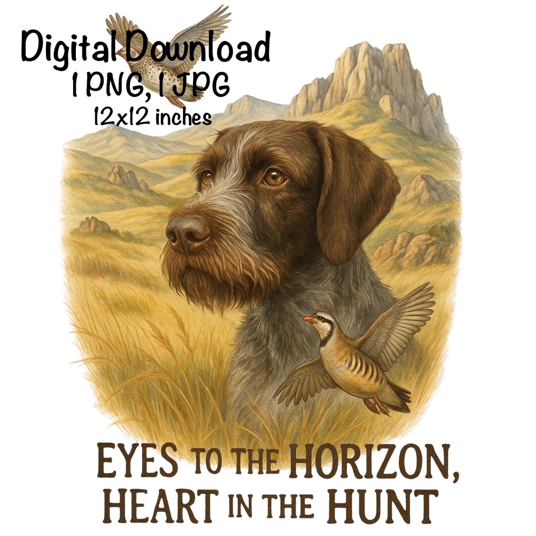 German Wirehaired Pointer Dog, GWP Upland Western Hunting Dog PNG, GWP ...