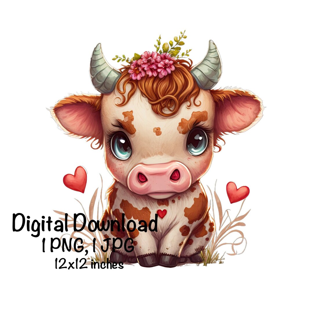 Cute Cow Clipart Dairy Cow Animals Cow PNG Pink Cow Daisy Flowers ...