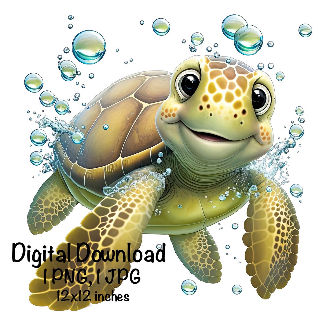 Sea Turtle Clipart Cute Sea Turtle High Quality Digital Paper Crafting ...