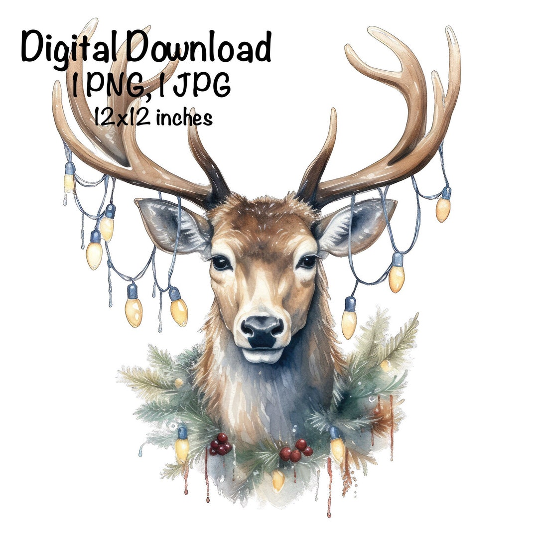 Christmas Reindeer PNG Antlers PNG Commercial Use Reindeer Graphic Elk ...