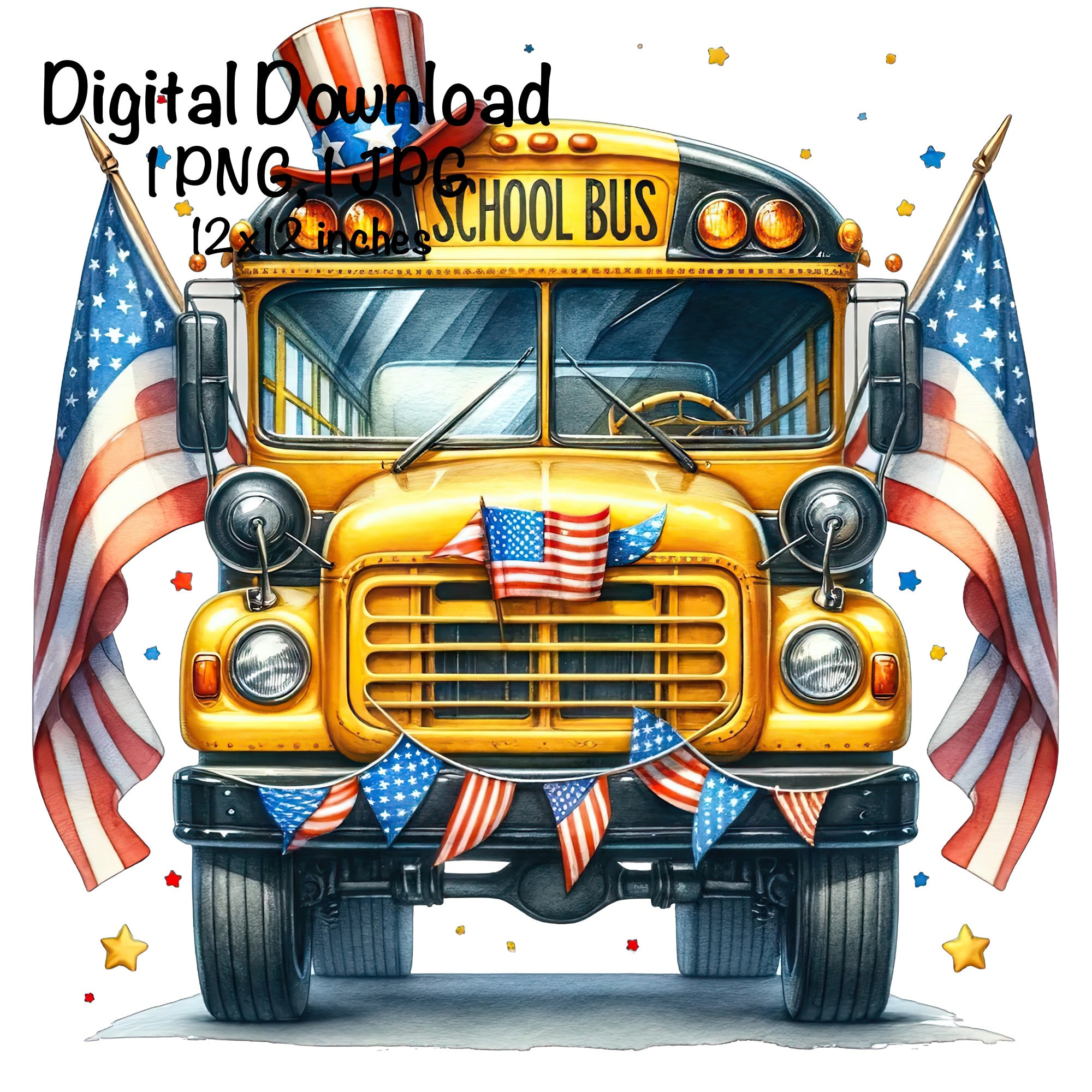4th of July School Bus PNG | Fourth of July School Bus Driver ...