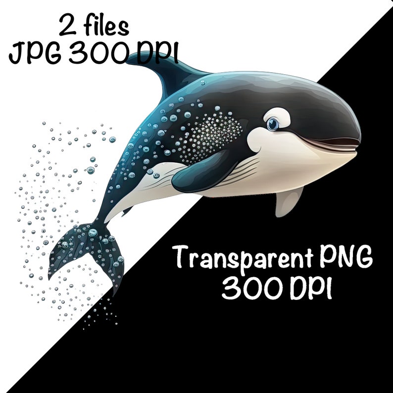 Orca Whale Cute Whale Clipart Ocean Animals Whale PNG Whale - Etsy