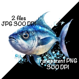 Bluefin Tuna Fish Watercolor Saltwater Fish Clipart Blue Fin - Etsy