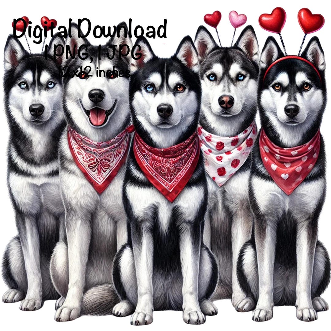 Valentine Siberian Husky PNG | Valentines Day Siberian Husky Dog ...