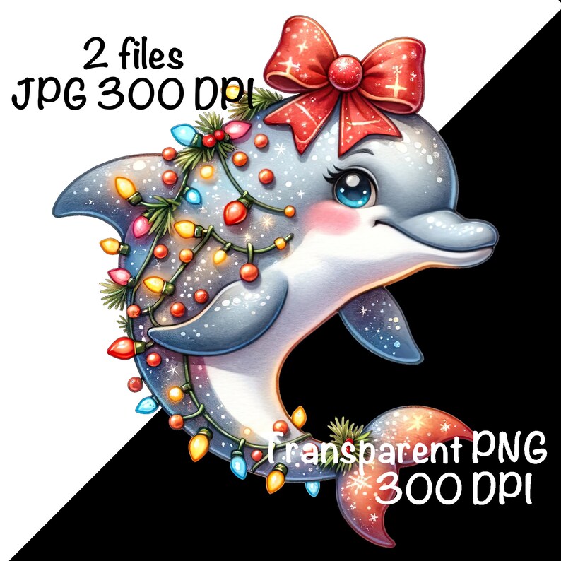 Dolphin PNG, Christmas Sea Dolphin Clipart, Ocean Animals Reindeer ...
