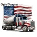 Tanker Truck Watercolor Flat Bed US Flag Trucks Boys Clipart American ...