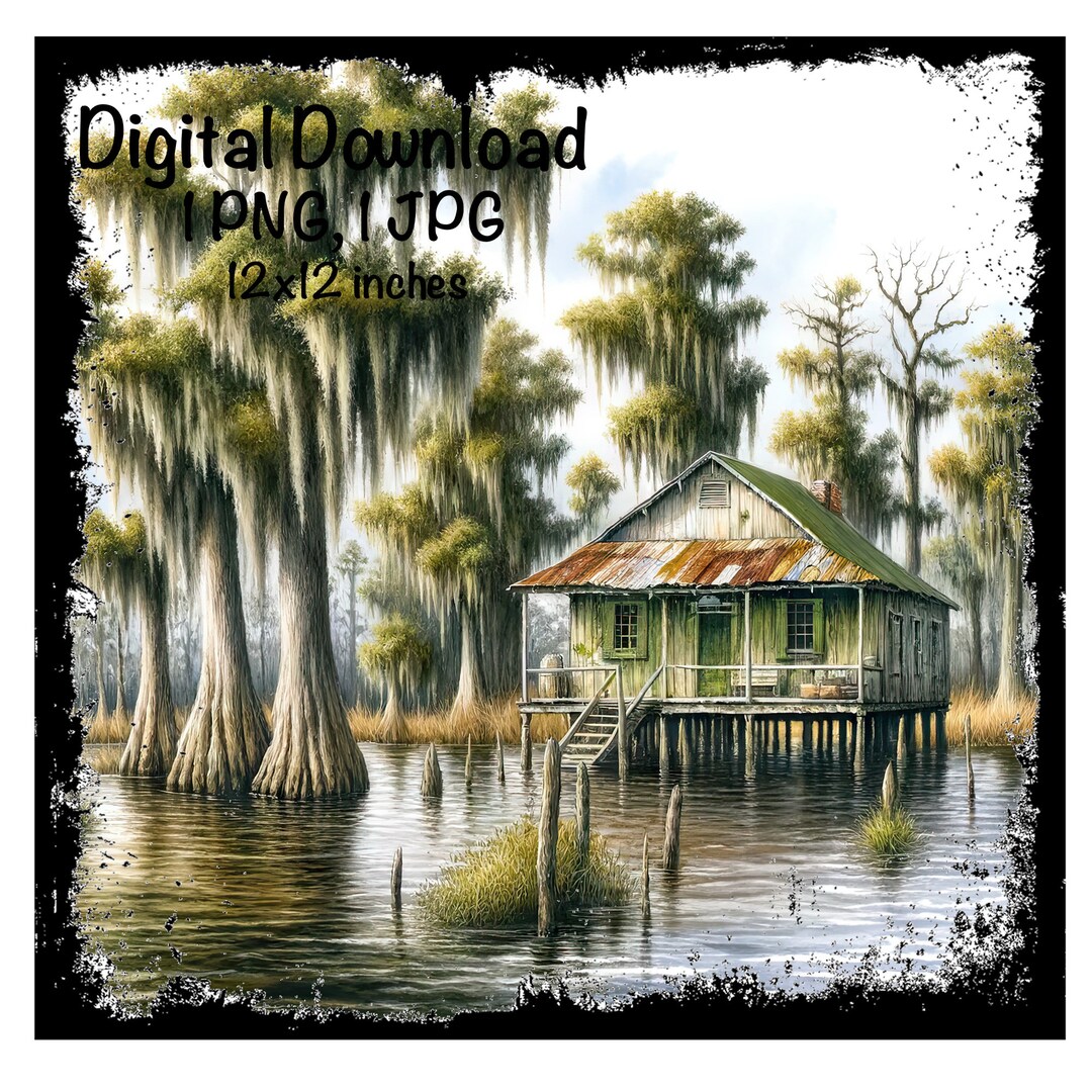 Old Shack on the Bayou Sublimation | Swamp Boy Girl Clipart | Bayou ...