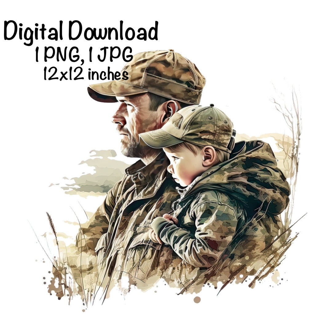 Hunting Father & Son Watercolor Duck Hunting Family Clipart Father Son ...