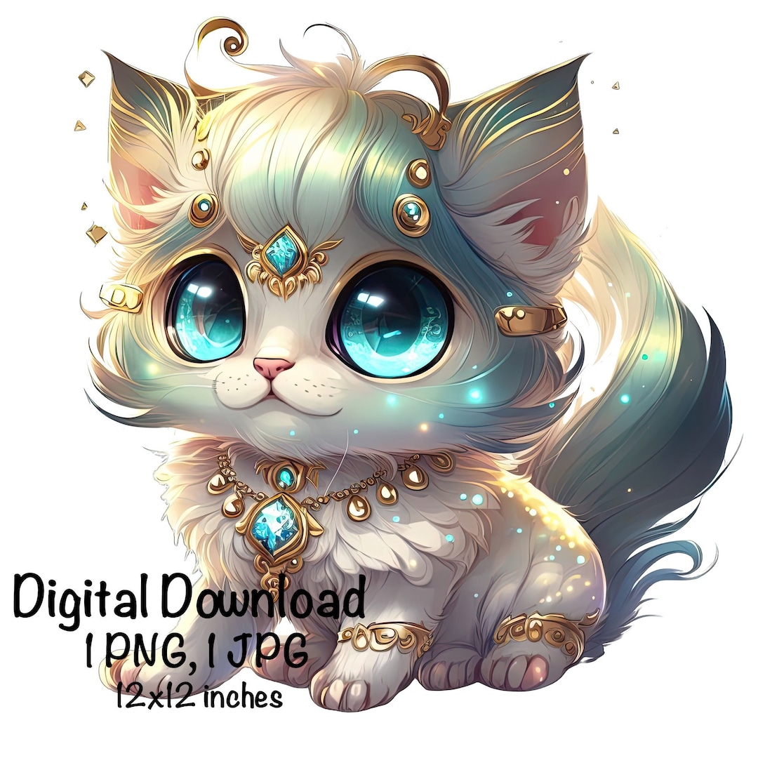 Cute Cat PNG Clipart Magical Animals Adorable Cat PNG Cat Watercolor ...