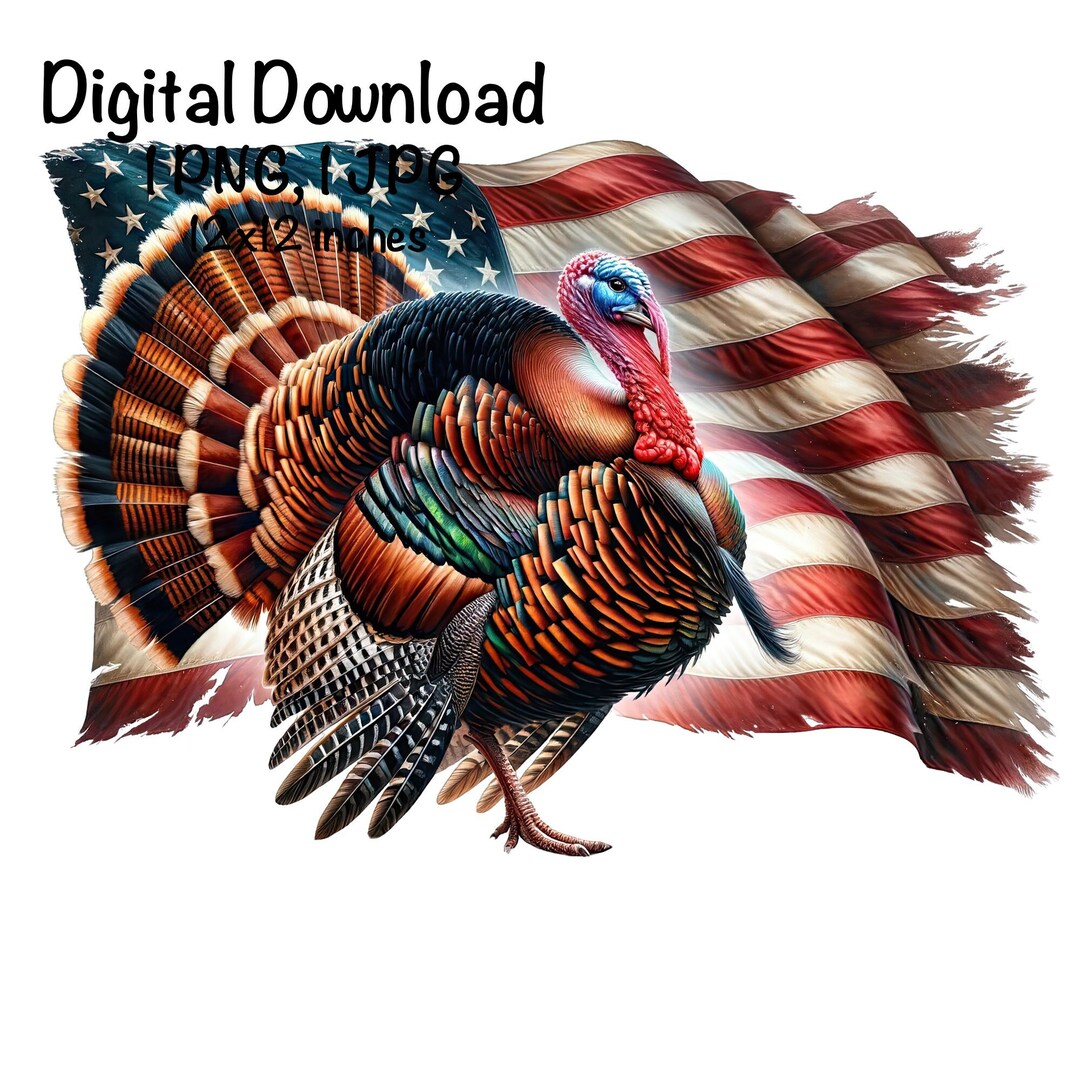 Turkey Flag PNG | Patriotic USA Turkey Flag Clipart | Turkey Hunt PNG ...