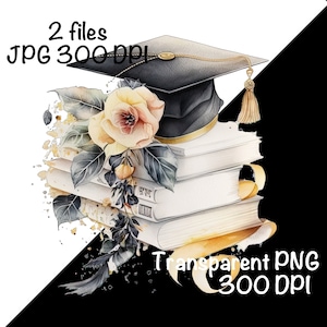 Gold Graduation Cap Watercolor College High School Graduation Clipart ...