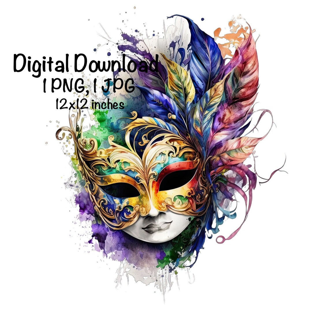 Mardi Gras Kostüm Masken Aquarell Clipart New Orleans PNG - Etsy.de