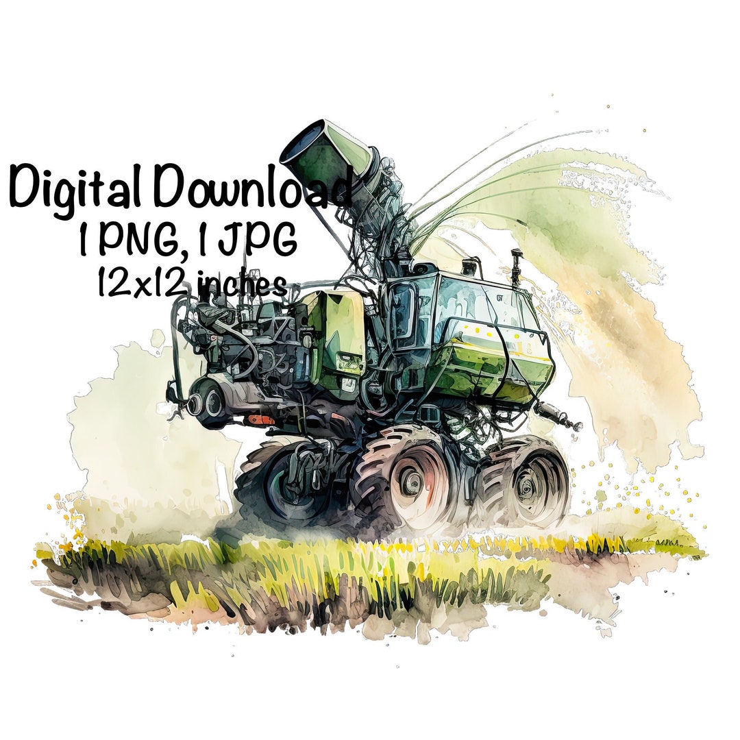 Farm Sprayer Tractor Watercolor Farm Tractor Boys Clipart Wall Art ...