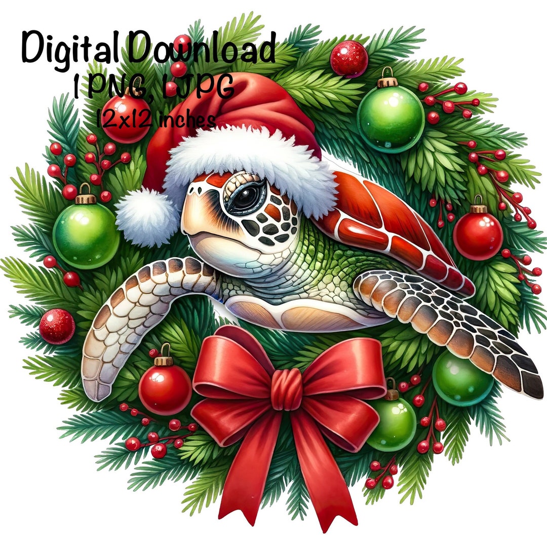 Sea Turtle PNG Christmas Wreath Sea Turtle Christmas Holiday PNG ...