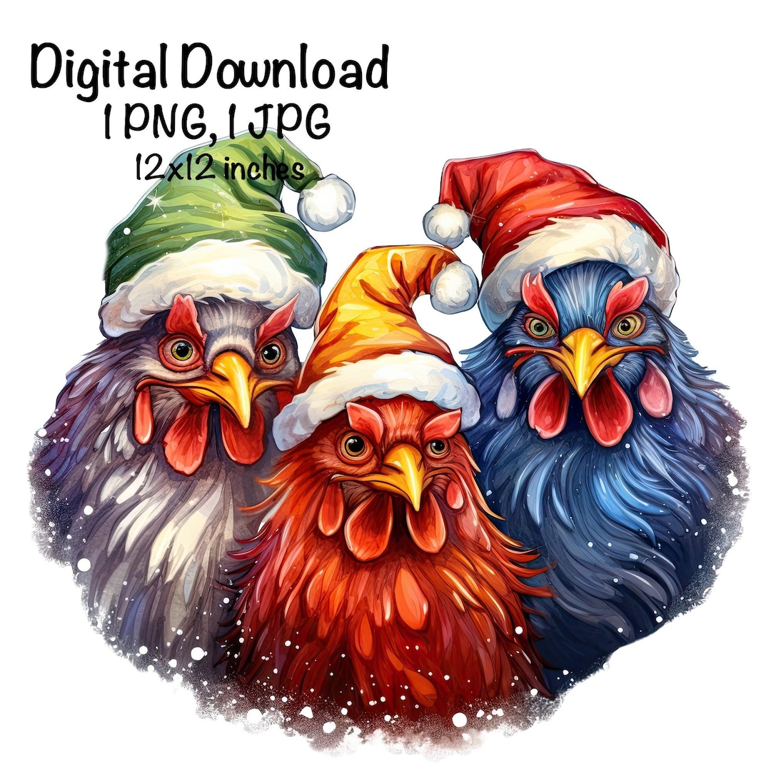 Funny Chicken PNG, Cute Chickens PNG Sublimation, Christmas Crazy ...