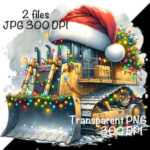 Merry Christmas Dozer PNG Watercolor Mining Truck Boys Clipart Santa ...