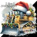 Merry Christmas Dozer PNG Watercolor Mining Truck Boys Clipart Santa ...