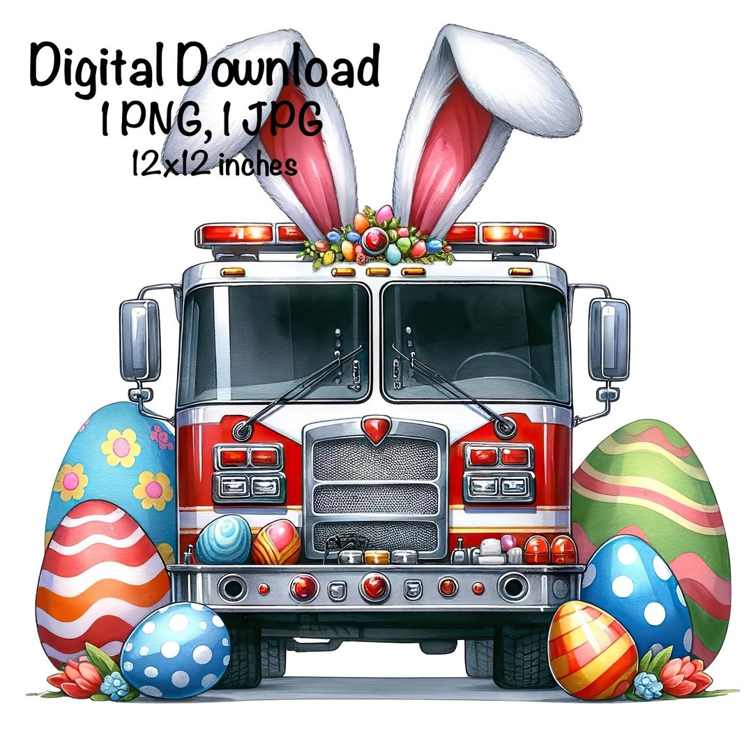 Happy Easter Fire Truck PNG Firefighter Fire Truck Vehicle Clipart ...
