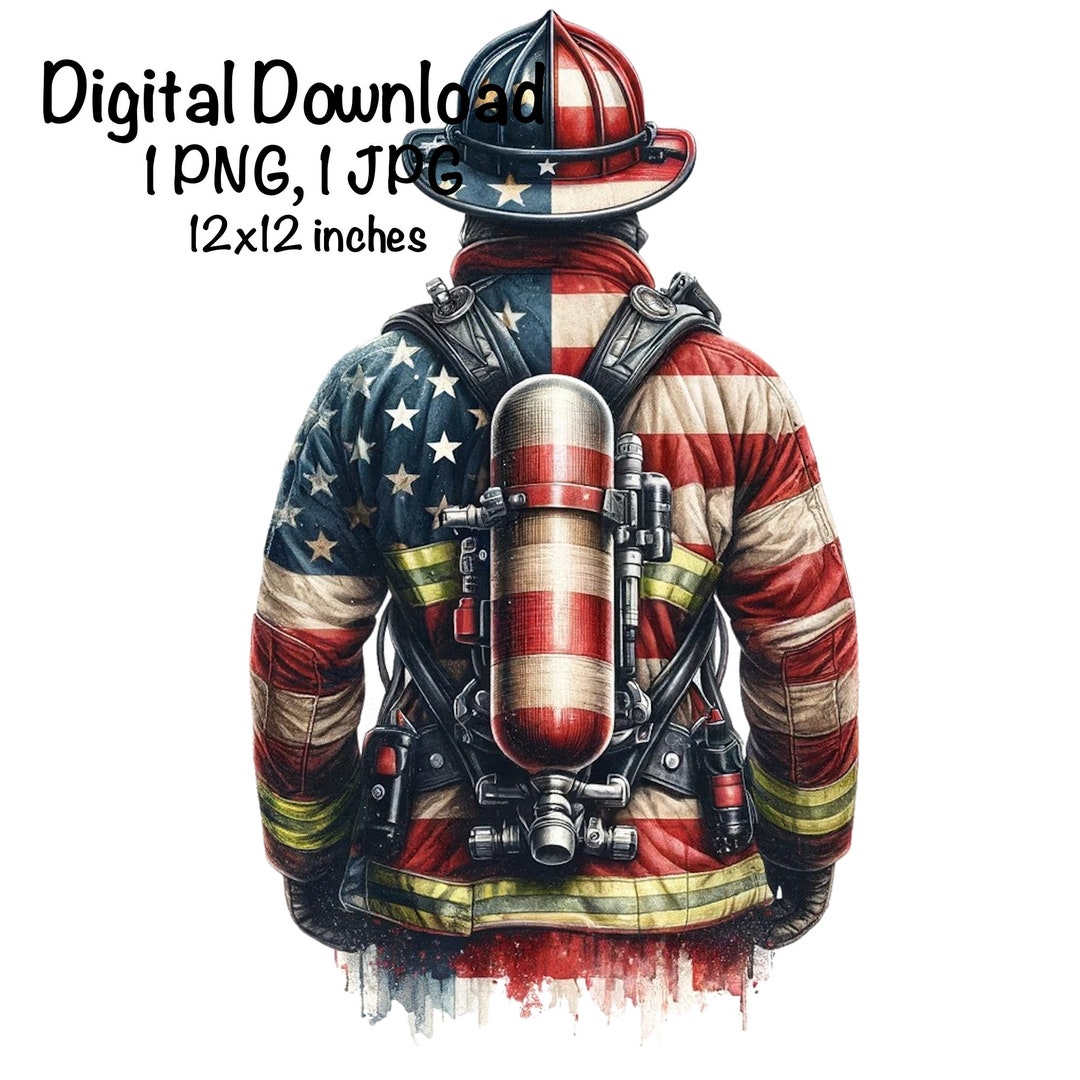 Firefighter Flag PNG Patriotic USA Fireman Flag Clipart American First ...