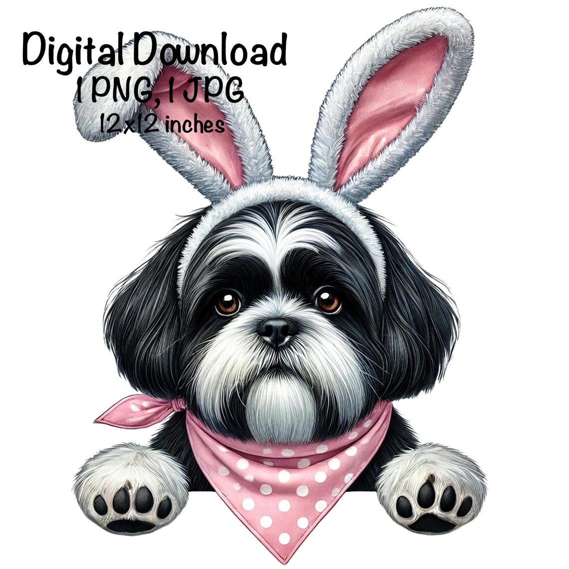 Easter Shih Tzu Dog PNG, Funny Easter Bunny Shih-tzu Dog Sublimation ...