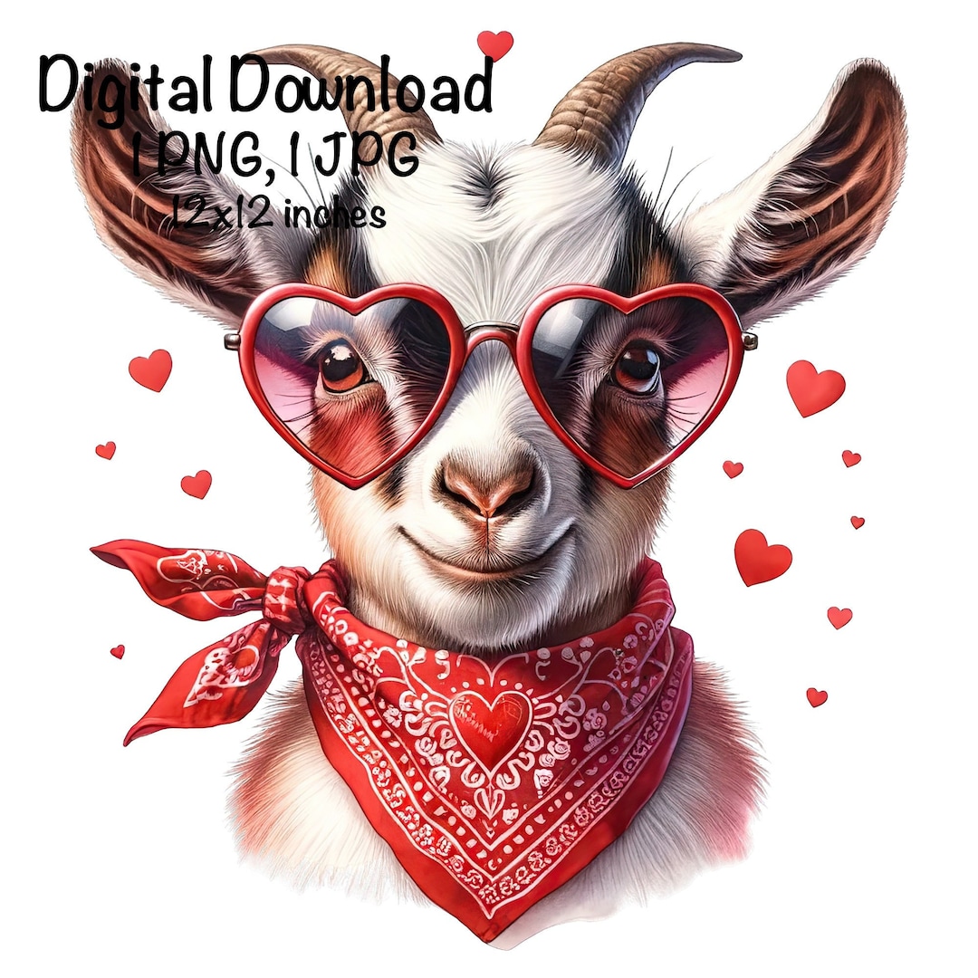 Farm Goat Valentine's Day PNG Happy Valentine Highland Goat Hearts ...
