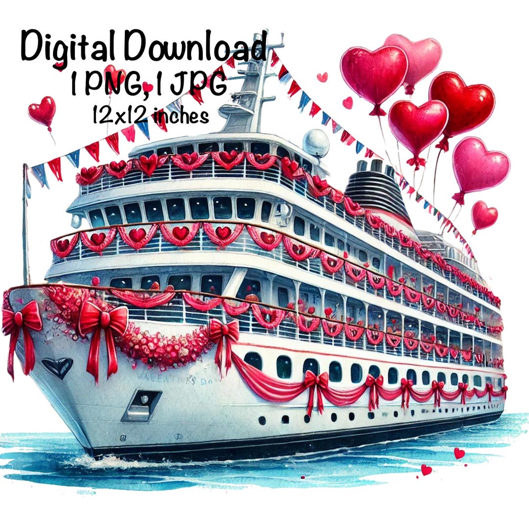 Valentine Cruise PNG Valentine's Day Nautical Ship Sublimation Love ...