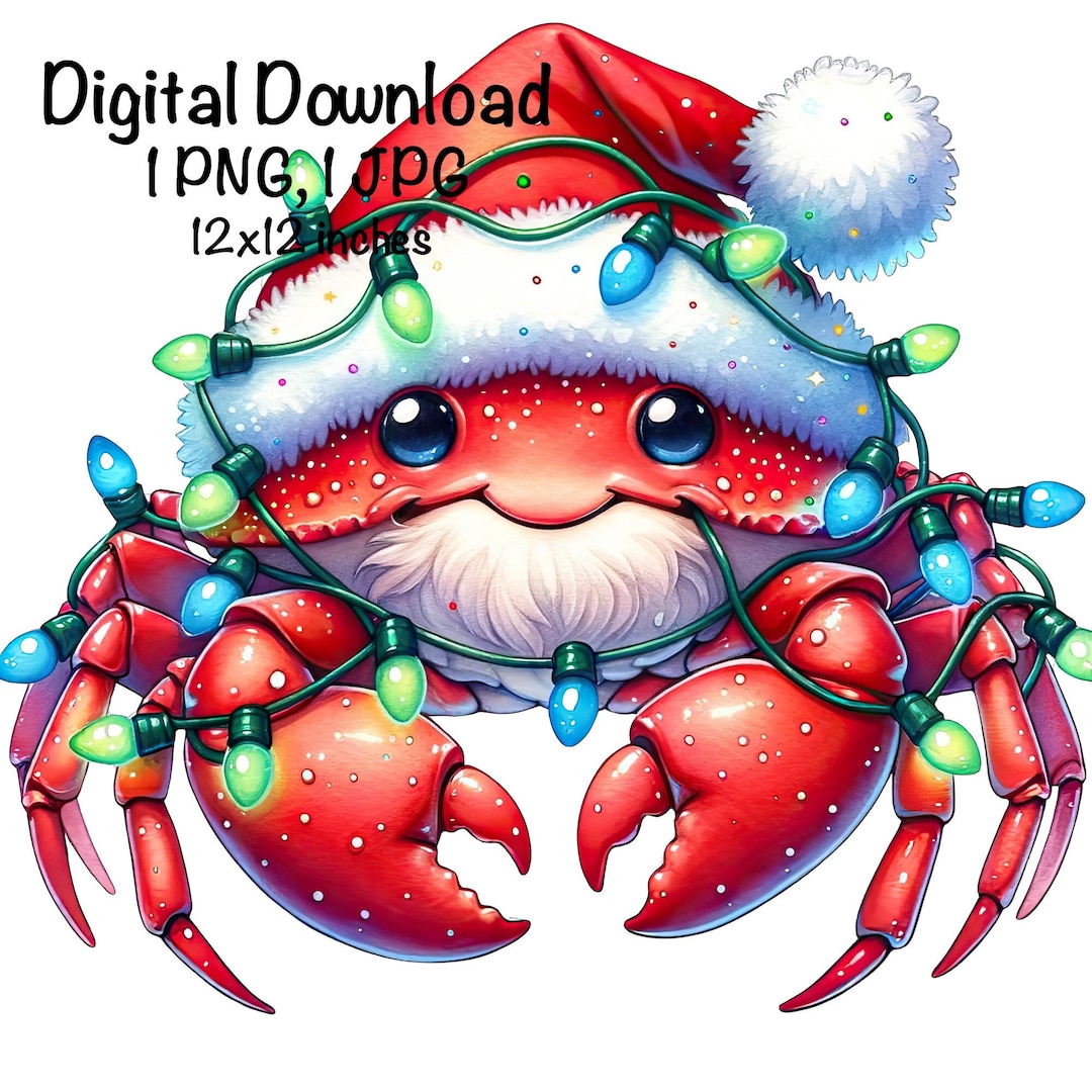 Christmas Crab PNG Ocean Sea Animals Crab PNG Santa Happy Xmas Crab ...