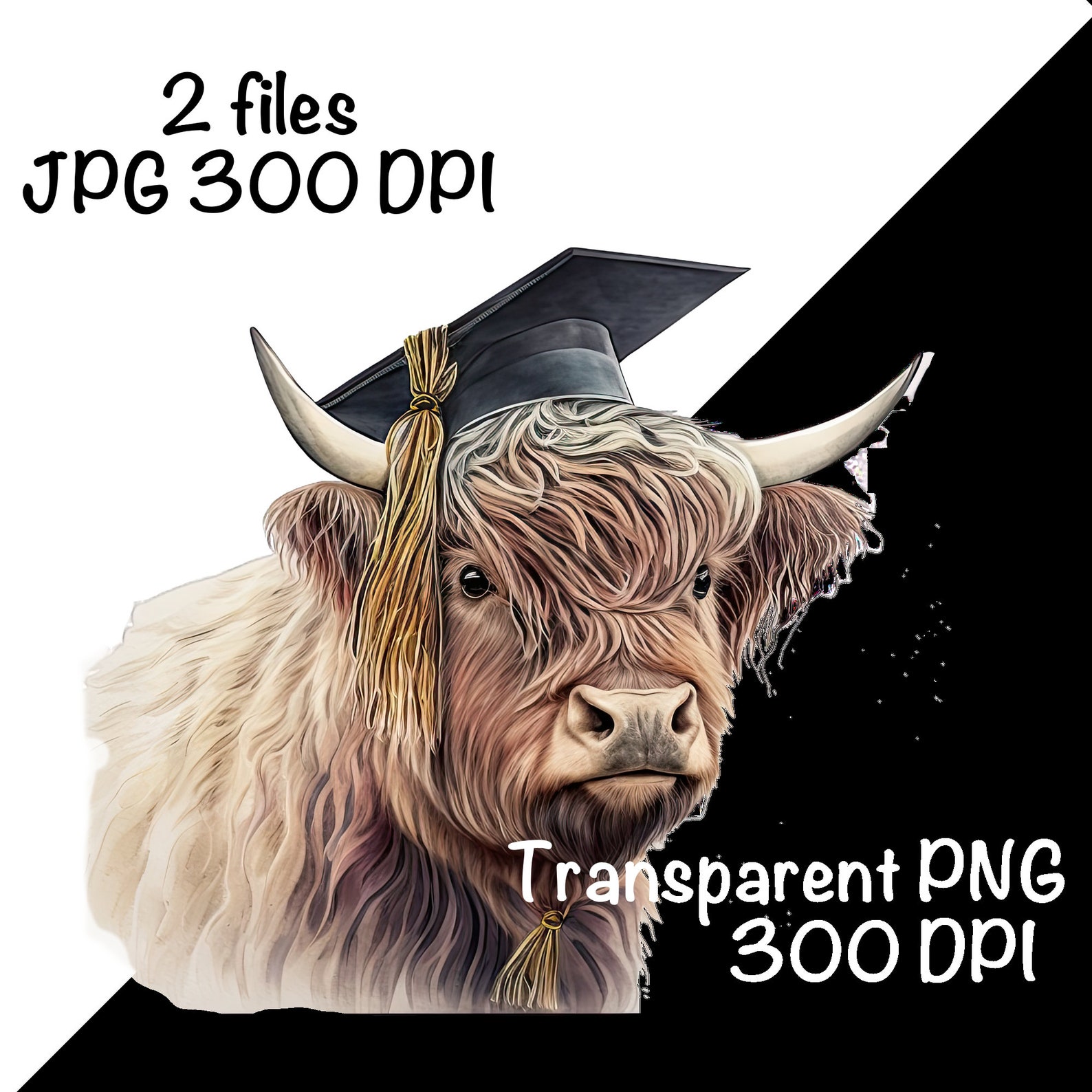 Highland Cow Watercolor Clipart Highland Cow Graduation Cap - Etsy