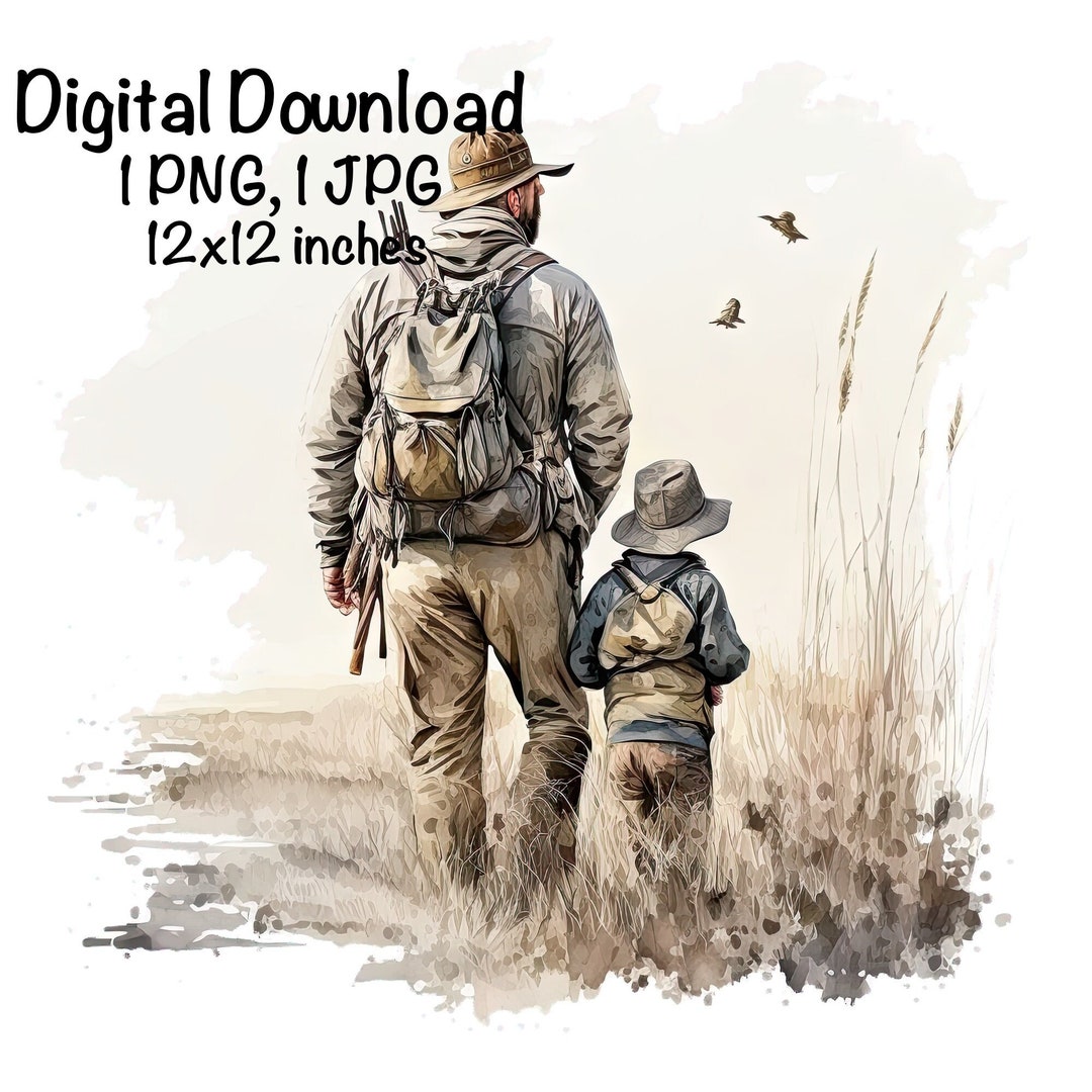 Hunting Father & Son Watercolor Duck Hunting Family Clipart Father Son ...