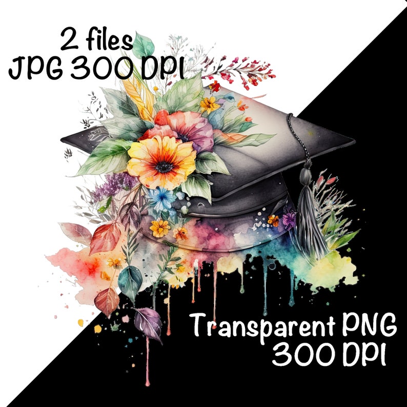 Graduation Cap Watercolor College High School Graduation - Etsy