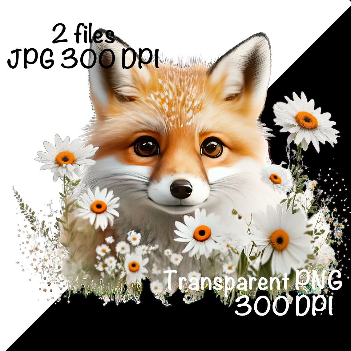 Fox Cute Fox Clipart Forest Animals Fox PNG Fox and Daisy - Etsy