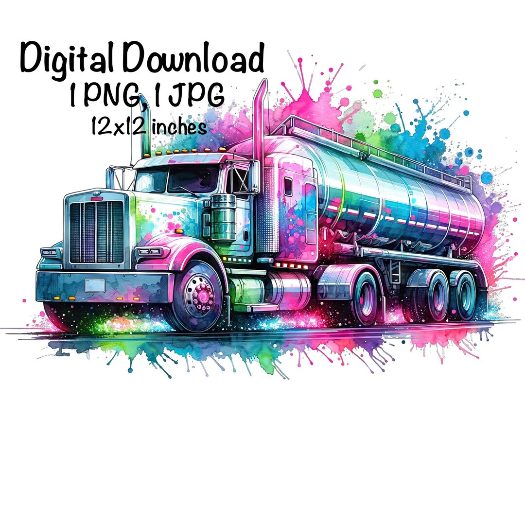 Liquid Tanker Truck Sublimation Neon Truck PNG Tanker Truck Png ...