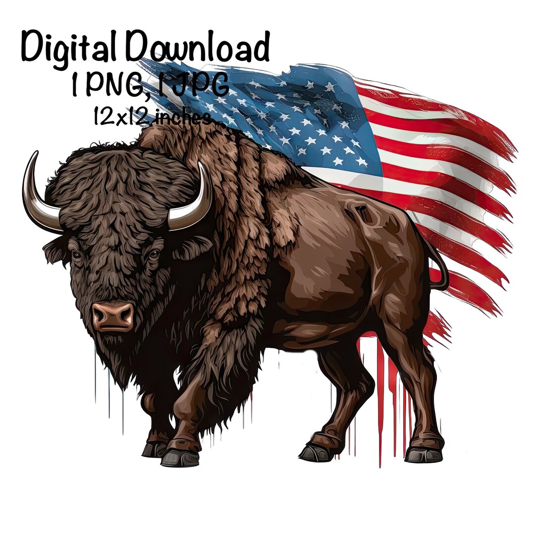 Bison Flag PNG Patriotic USA Bison Flag Clipart American Bison ...