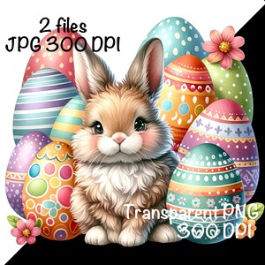 Easter Bunny Sublimation PNG, Cute Bunny Easter Eggs Farm Rabbit PNG ...