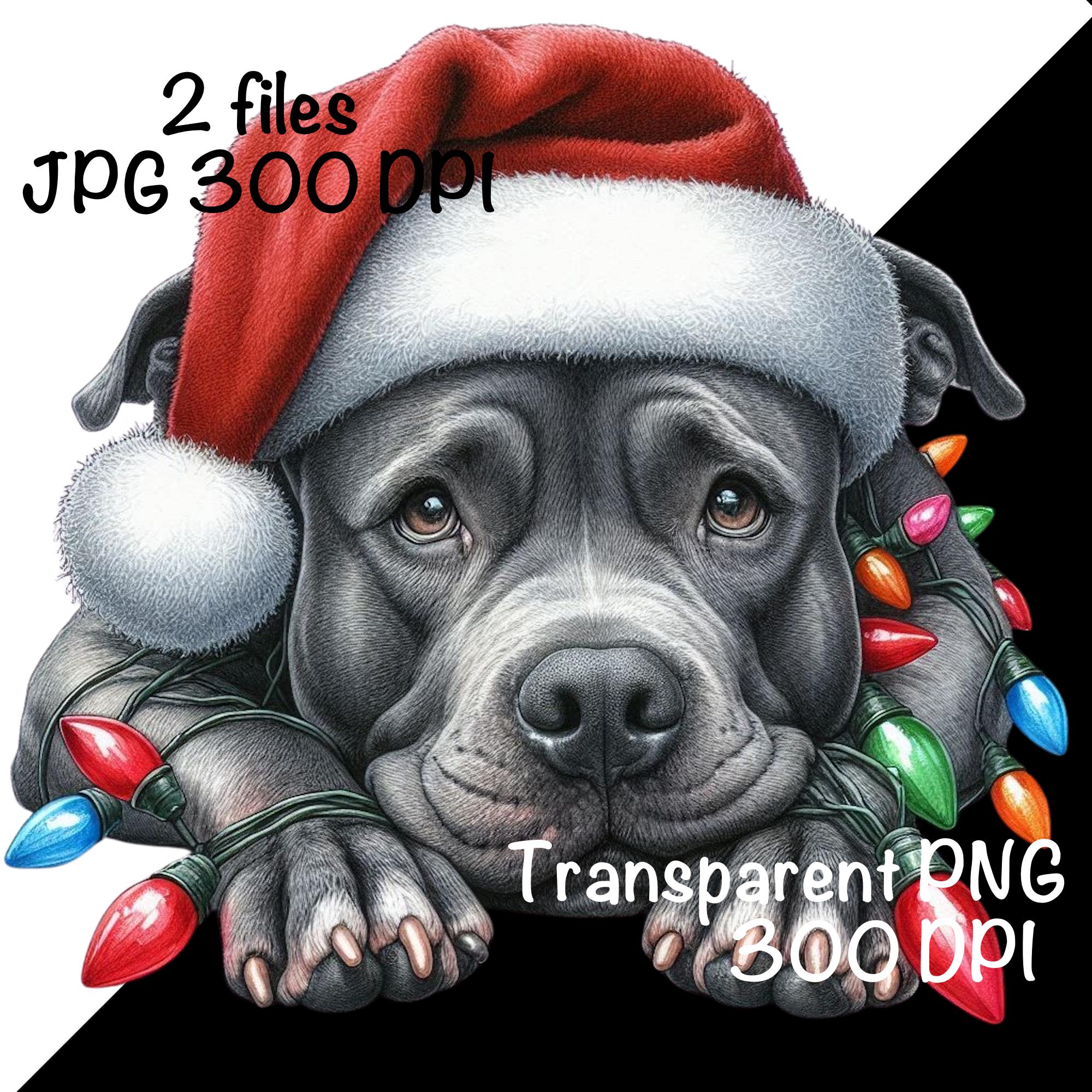 Christmas Pitbull PNG Christmas Lights Santa Grey Santa Pitbull ...