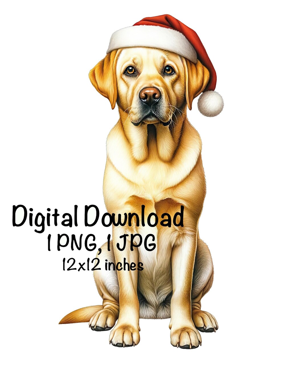 Christmas Labrador PNG Christmas Santa Hat Yellow Labrador Sublimation ...