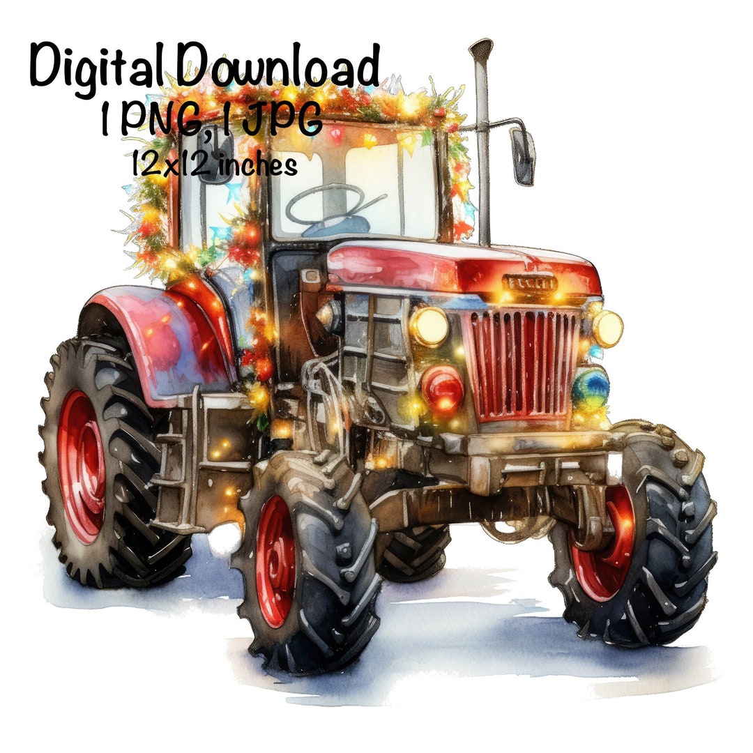 Christmas Tractor PNG, Christmas Lights Xmas PNG, Christmas Farm ...