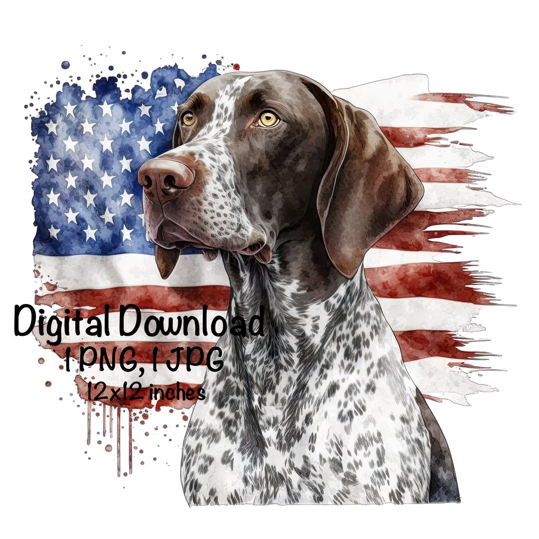 German Shorthaired Pointer Flag PNG Patriotic USA Dog Flag Clipart ...