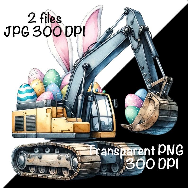 Easter Excavator Sublimation PNG, Eggs-cavator Construction Digger Boys ...