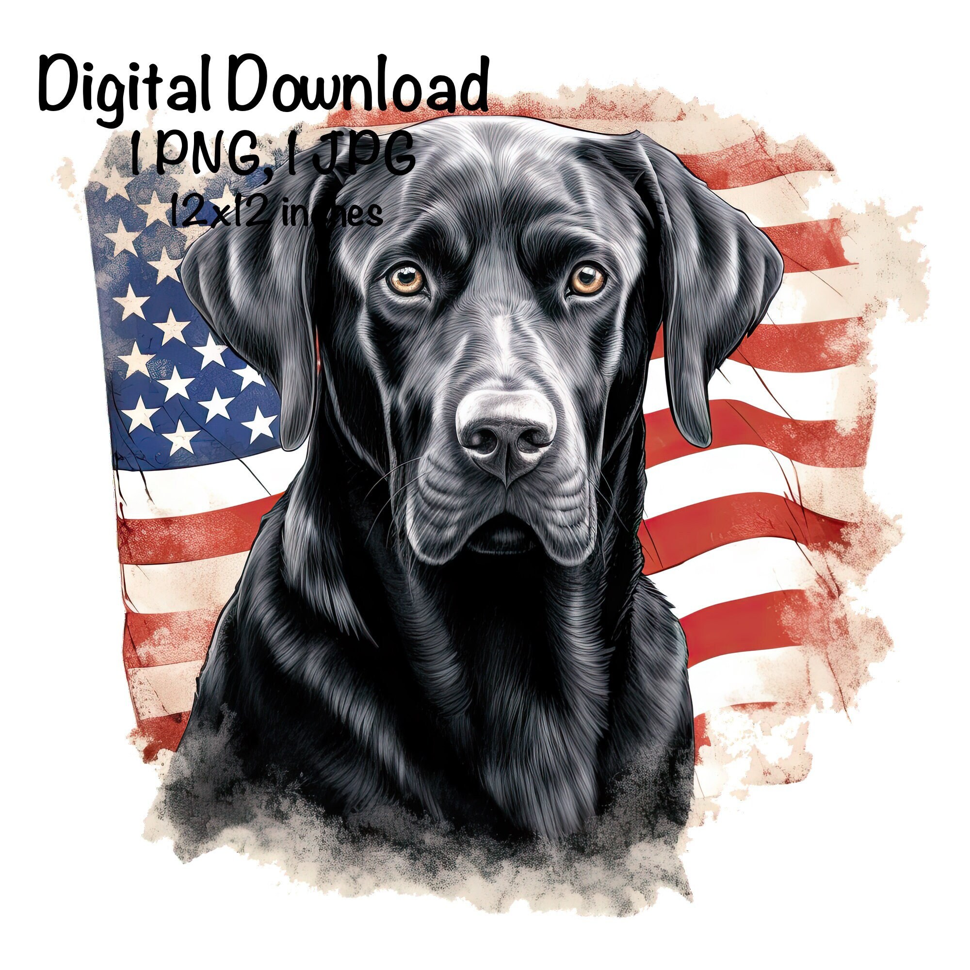 Black Lab Flag PNG Patriotic USA Labrador Flag Clipart American Dog ...