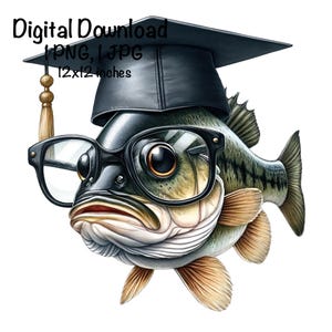 Graduation Cap Bass Fish Watercolor Png, College High School Graduation ...